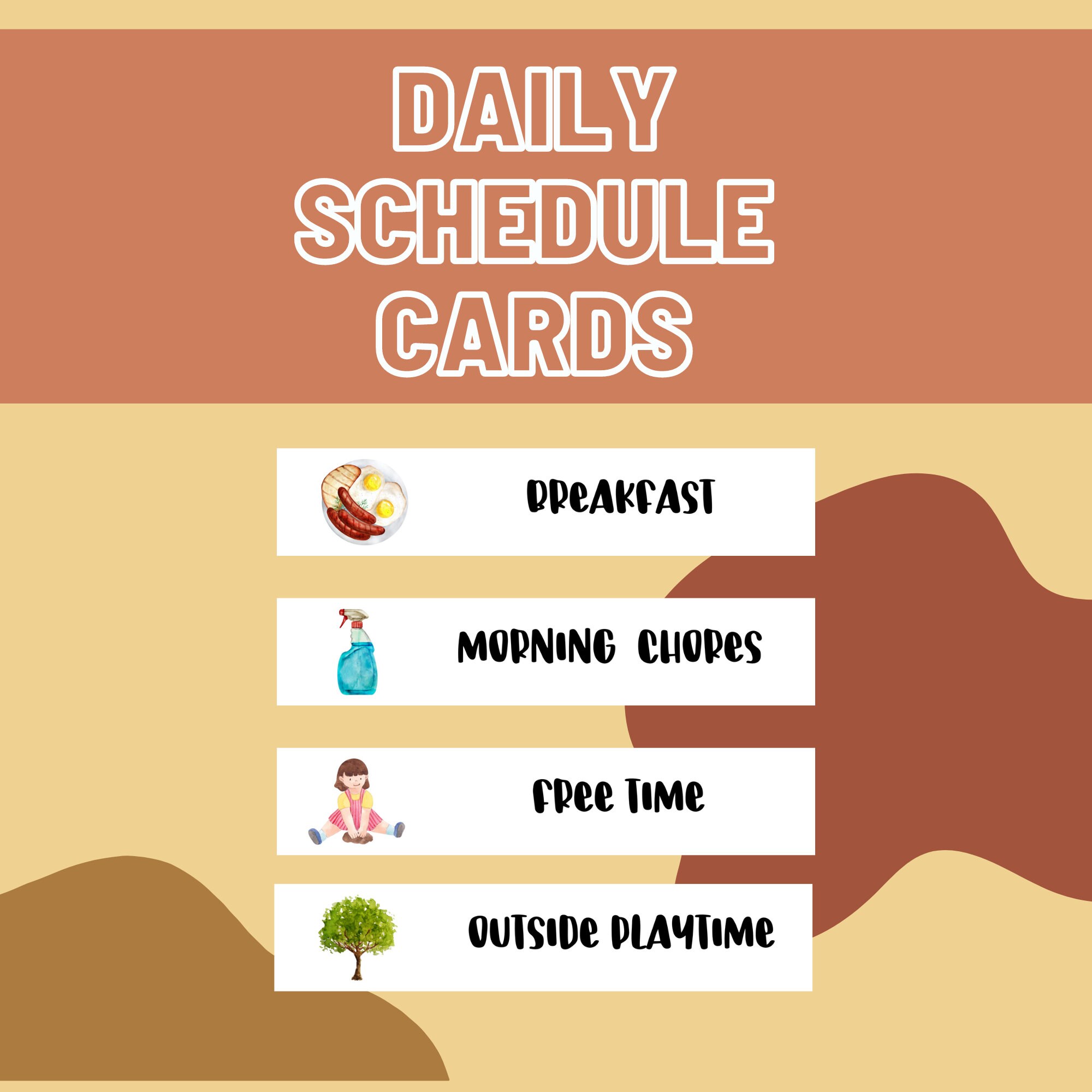 Home Schedule Cards, Daily Routine, Homeschool Routine Cards, Family ...