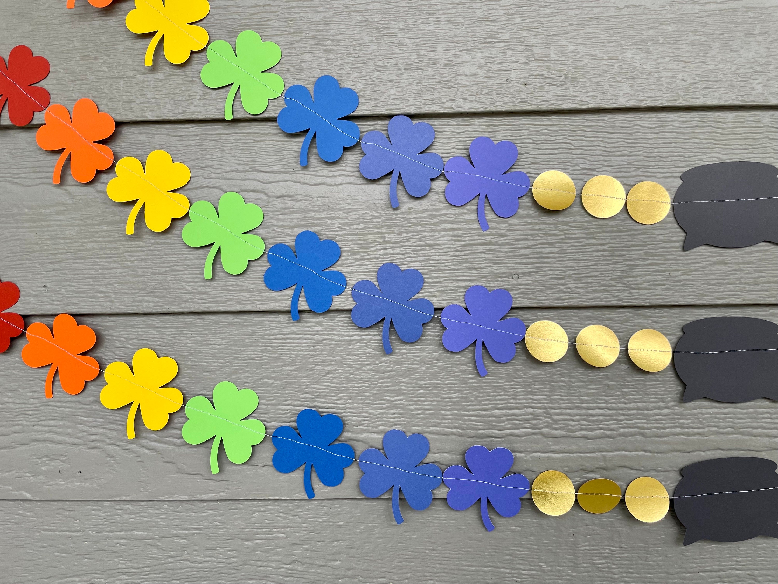 Rainbow Shamrock Garland | Pot of Gold Banner | St Patrick’s Day Decor ...
