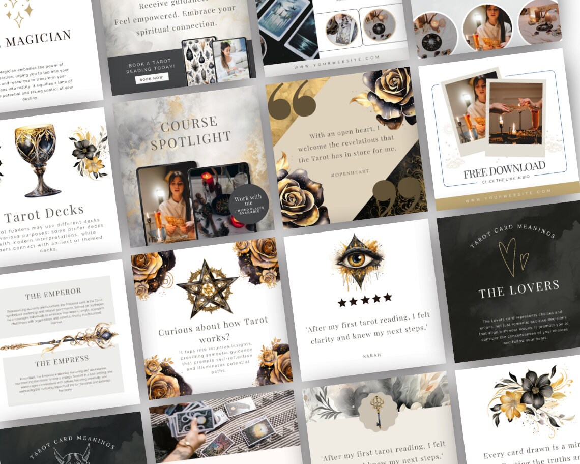 Tarot Reader Instagram Post Templates, Dark Esoteric Theme (canva) - Etsy