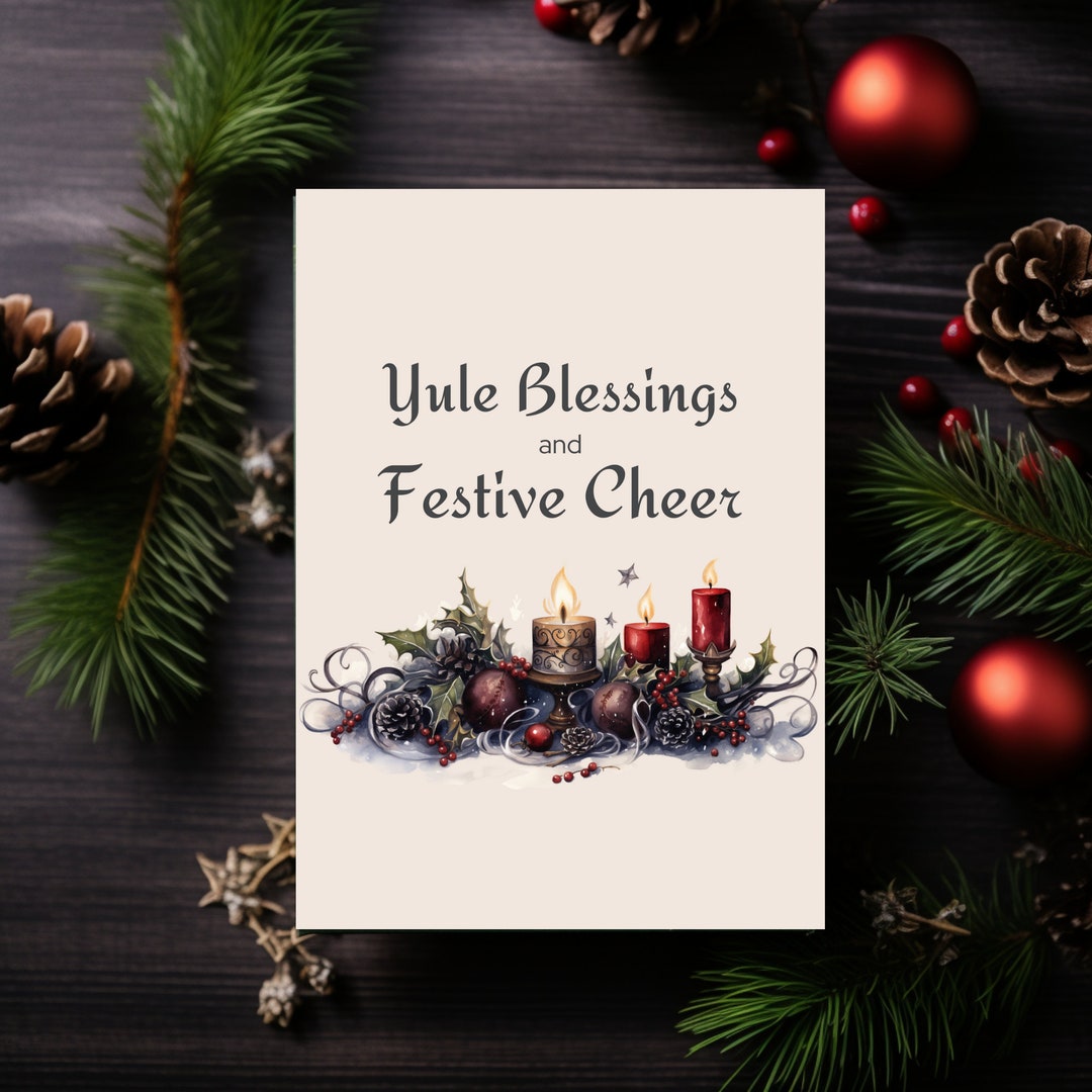 Printable Yule Greeting Cards | Set of 4 Festive Designs (digital ...