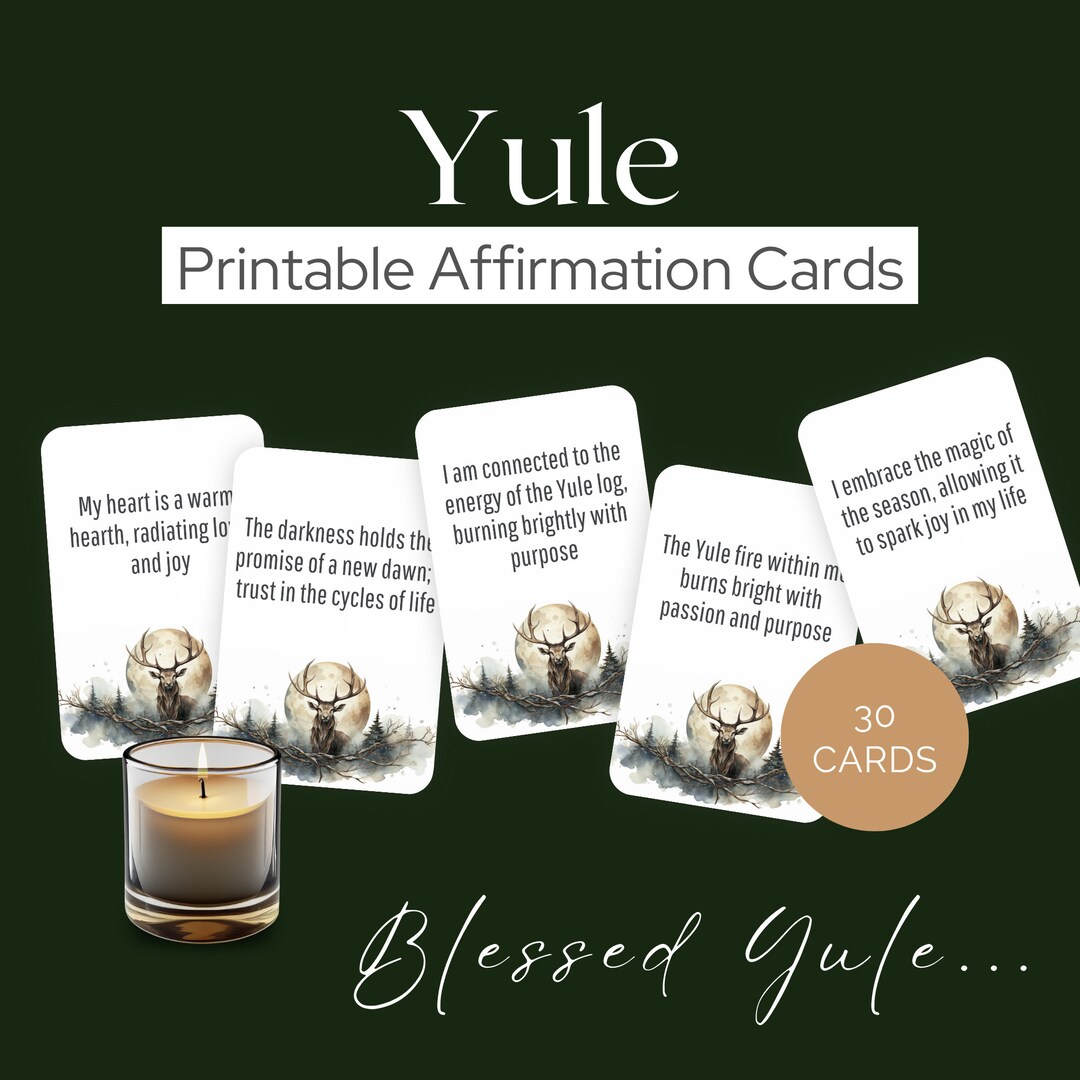 Yule Affirmation Cards - Set of 30 Printable Inspiration Cards (digital ...