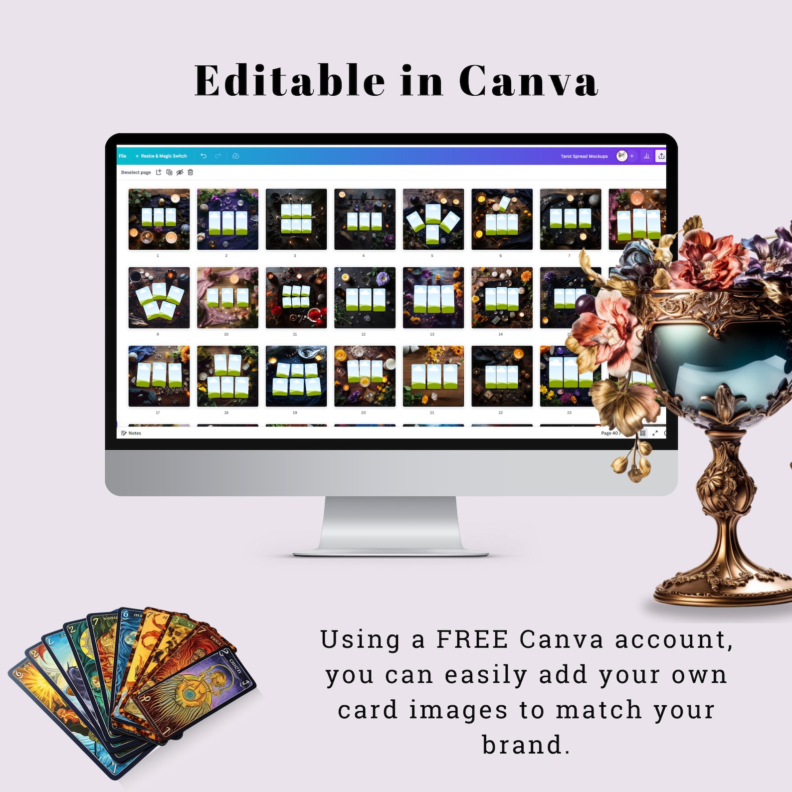 Tarot Card Mockup Bundle – PNG Oracle Deck Templates (canva) - Etsy