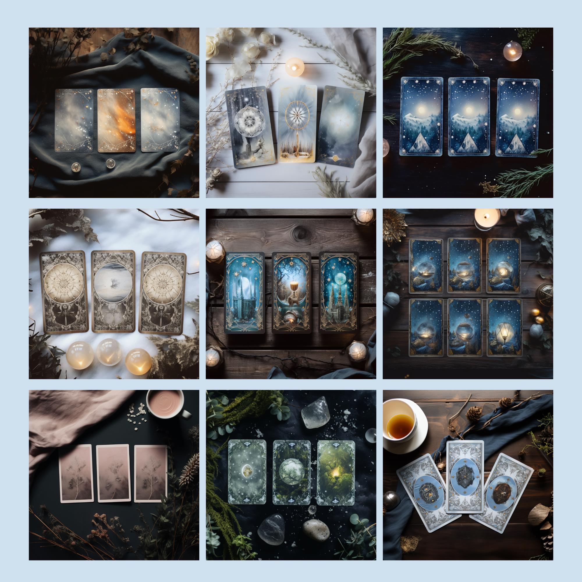 Winter Tarot Card Mockup Bundle – Oracle Deck PNG (canva Template) - Etsy