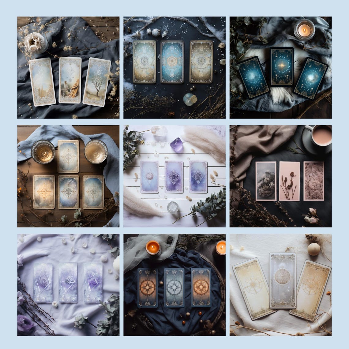 Winter Tarot Card Mockup Bundle – Oracle Deck PNG (canva Template) - Etsy