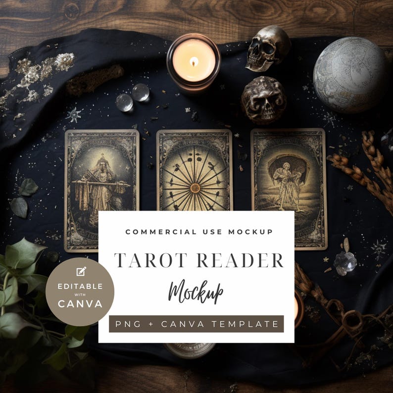 Tarot Card Mockup - Mystical Reader PNG (canva Template) - Etsy