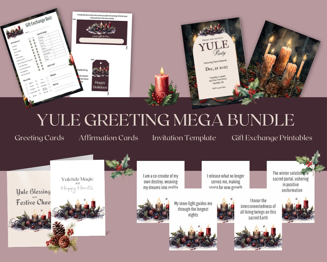 Yule Greeting Mega Bundle Yule Greeting Cards Yule Party Invitation ...