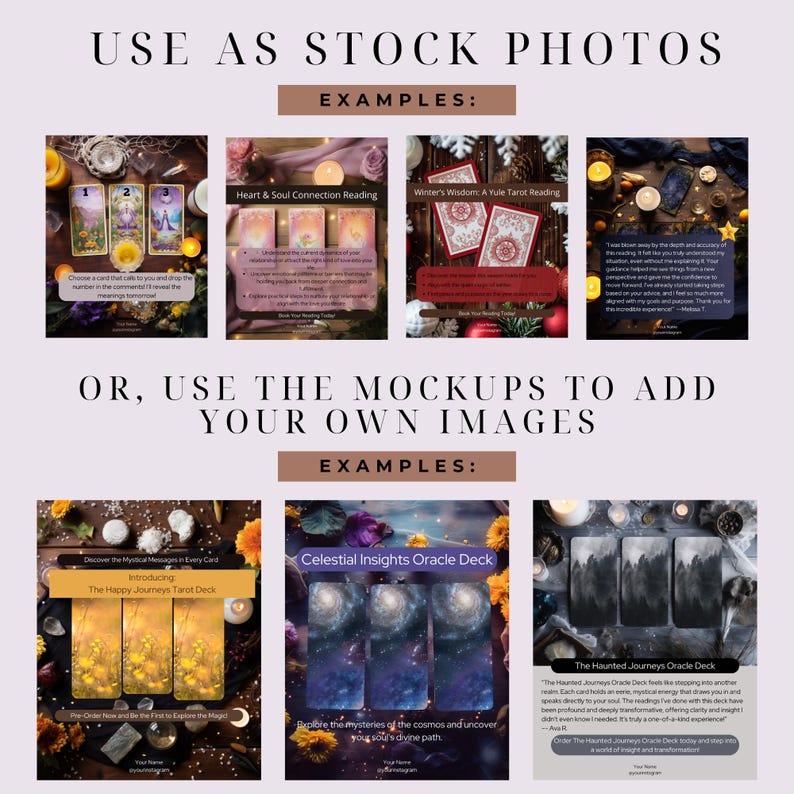 Tarot Card Mockup Bundle – PNG Oracle Deck Templates (canva) - Etsy