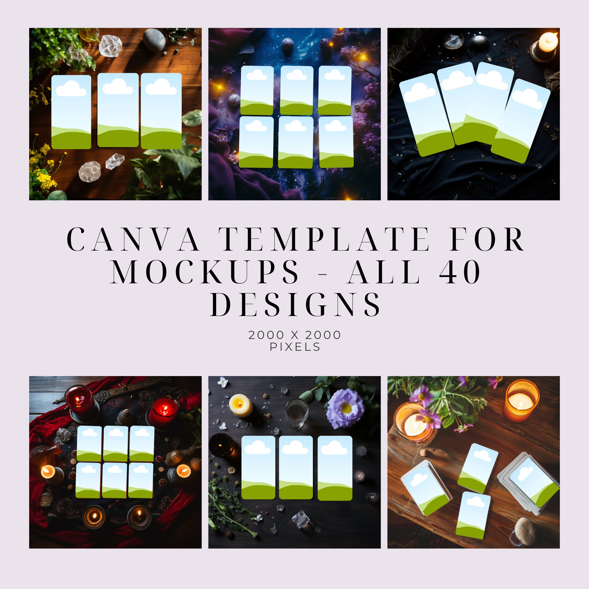 Tarot Card Mockup Bundle – PNG Oracle Deck Templates (canva) - Etsy
