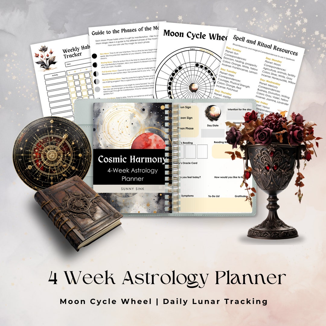 Astrology Planner PDF: Moon Cycle Wheel, Daily Lunar Tracker (printable ...