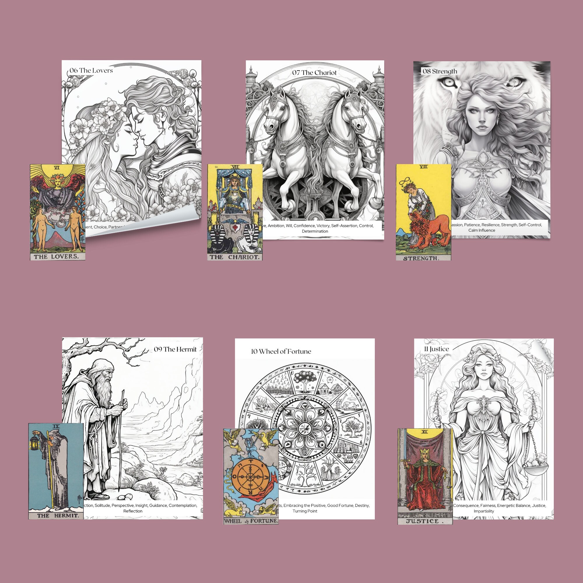 Tarot Major Arcana Coloring Book | Printable Pages With Keywords ...