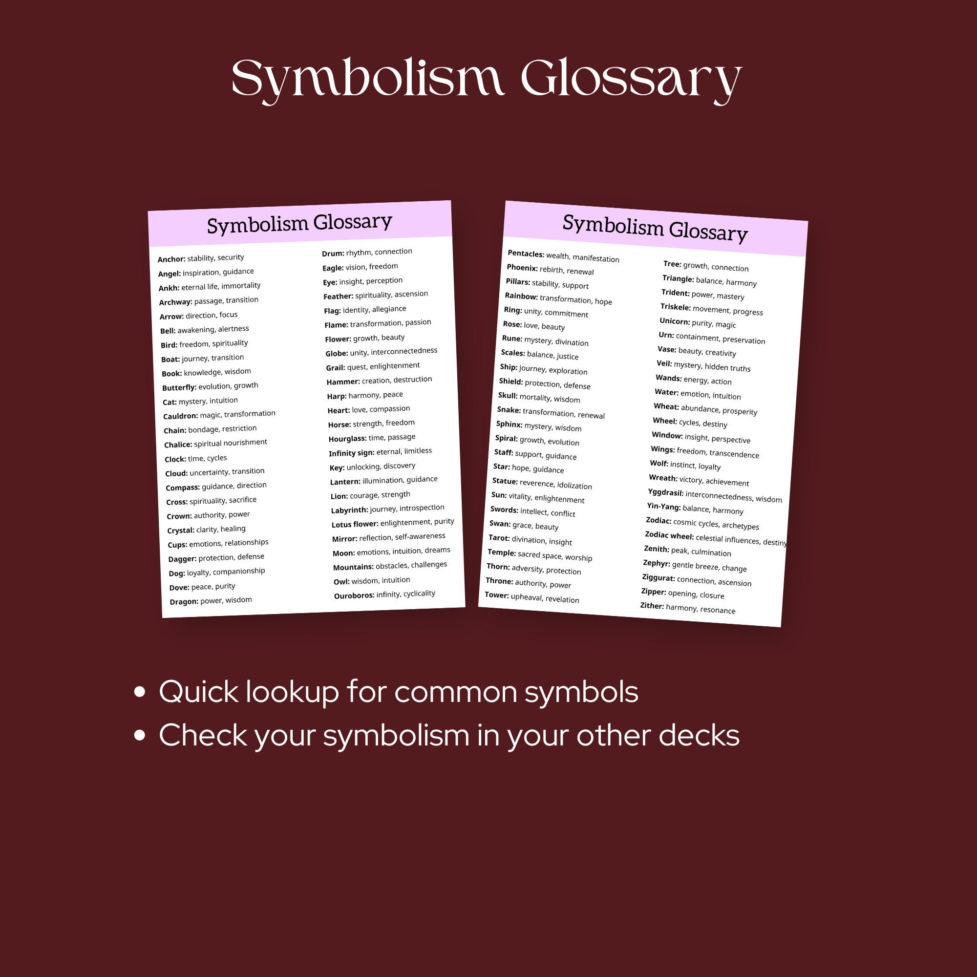 Tarot Symbolism Cheat Sheet | Tarot Cards With Meaning on Them | Tarot ...