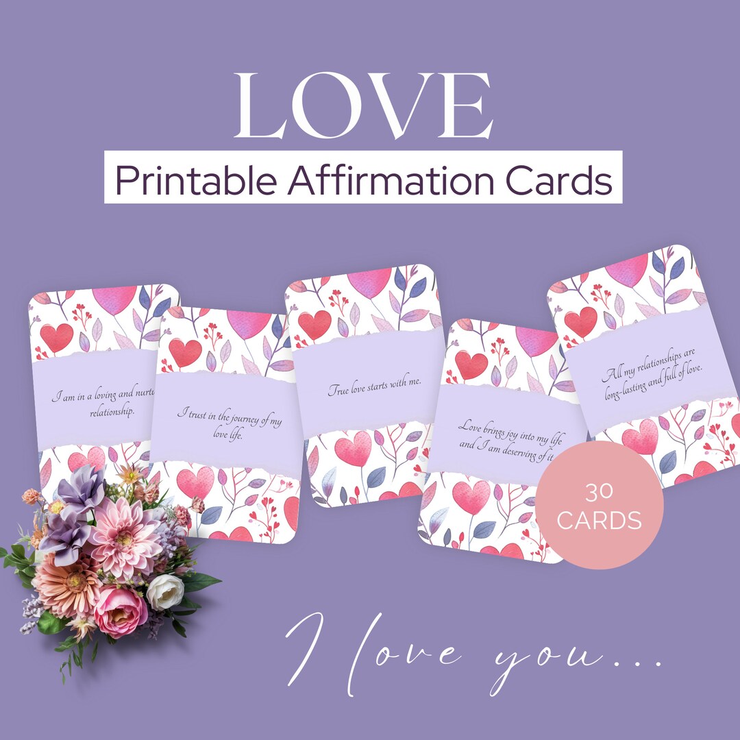 Valentine's Affirmation Cards - Digital Download - Set of 30 ...