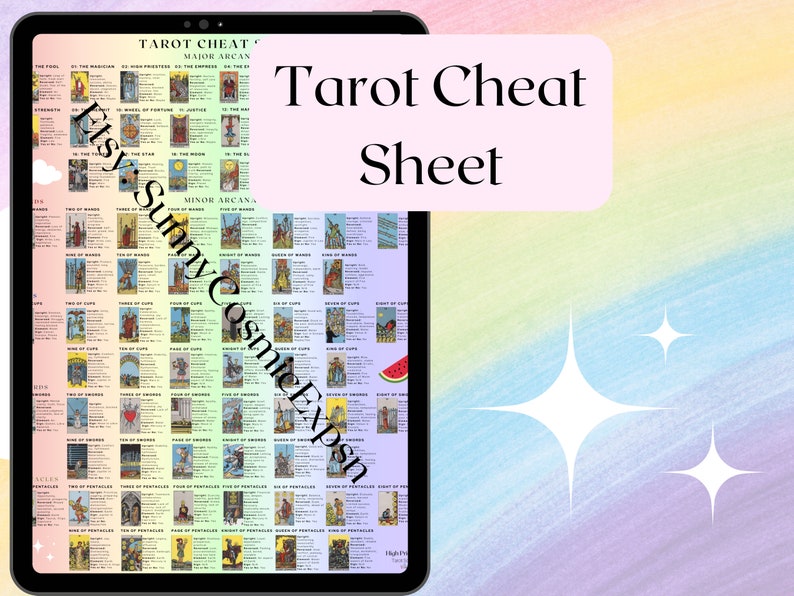 Tarot Cheat Sheet Printable Tarot Meanings Tarot Keywords - Etsy
