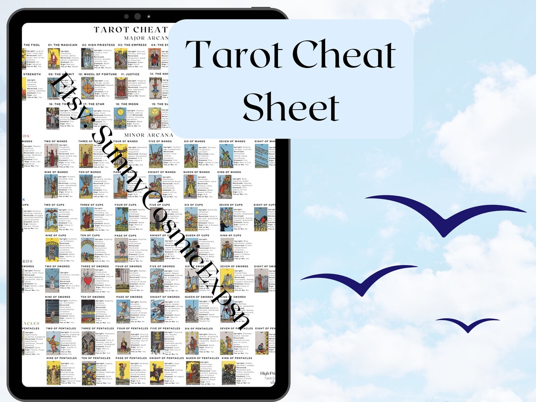 Tarot Cheat Sheet Printable, Tarot Meanings, Tarot Keywords, Learn ...