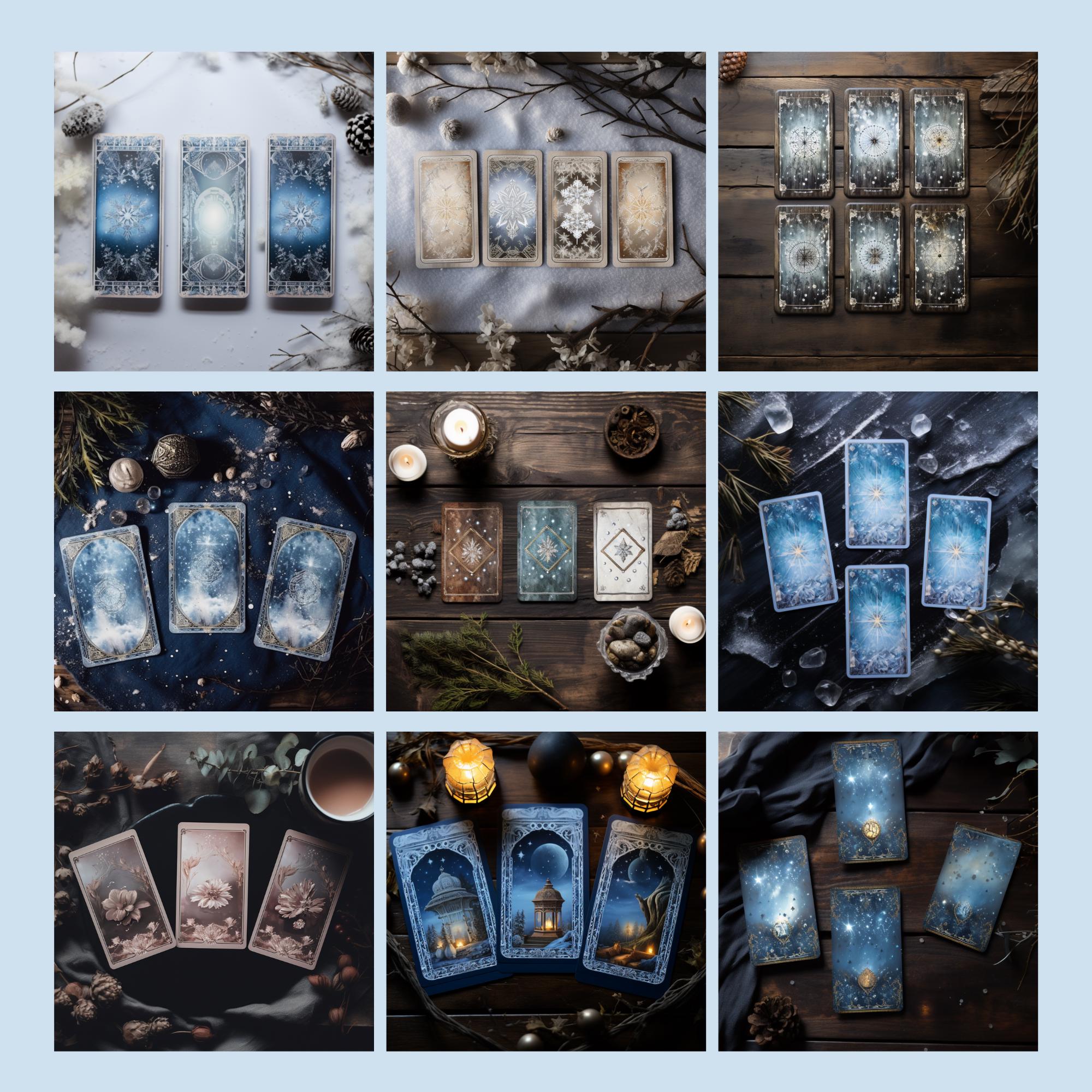 Winter Tarot Card Mockup Bundle – Oracle Deck PNG (canva Template) - Etsy