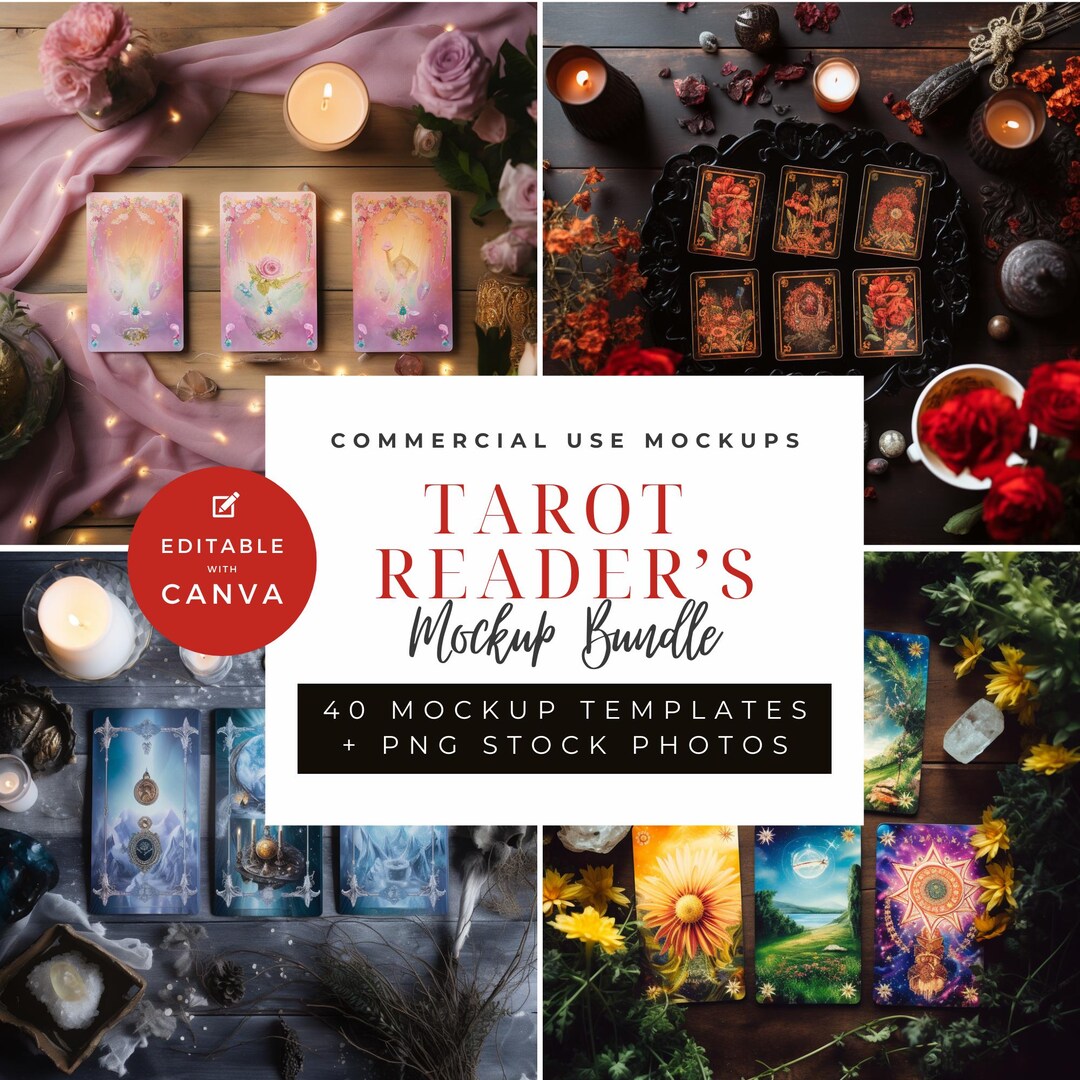 Tarot Card Mockup Bundle – PNG Oracle Deck Templates (canva) - Etsy