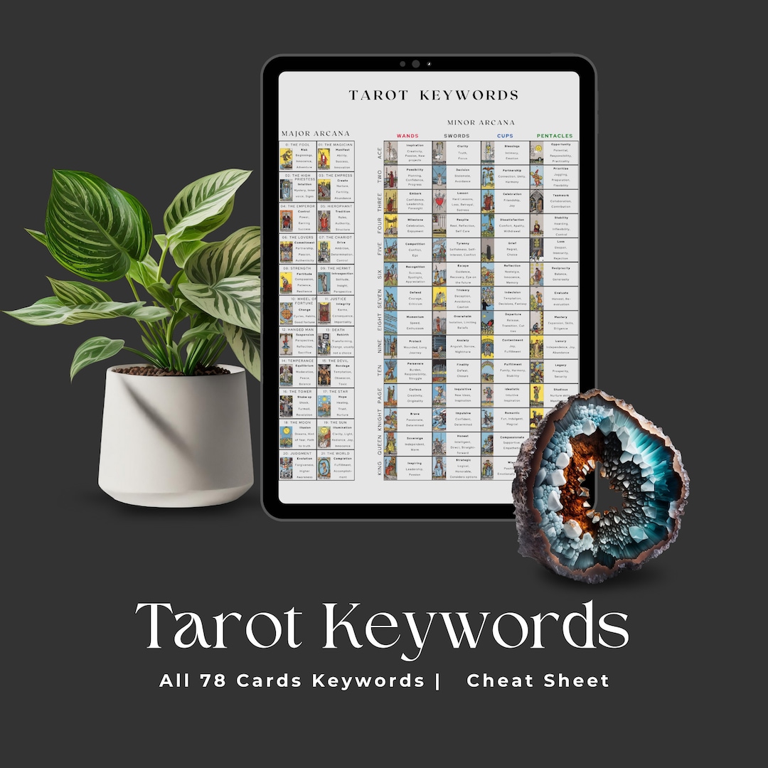 Tarot Printable Keywords, Tarot Meanings, Tarot Cards With Keyword ...