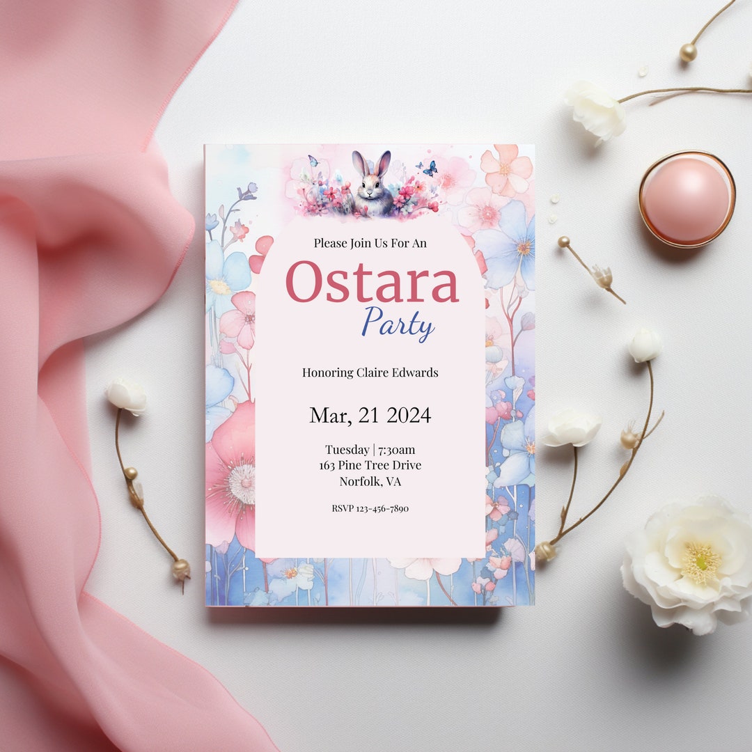 Ostara Party Invitation Template | Spring Equinox Floral Design ...