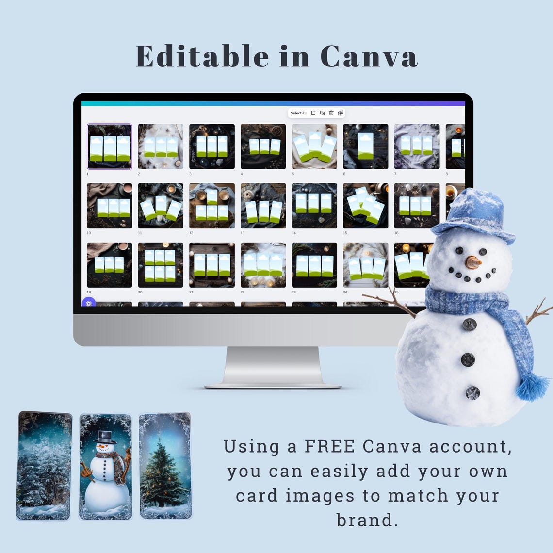 Winter Tarot Card Mockup Bundle – Oracle Deck PNG (canva Template) - Etsy