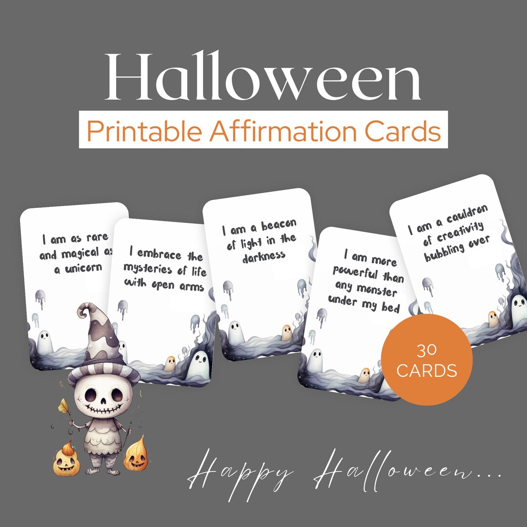 Halloween Affirmation Cards | Halloween Decor | Spooky | Printable ...