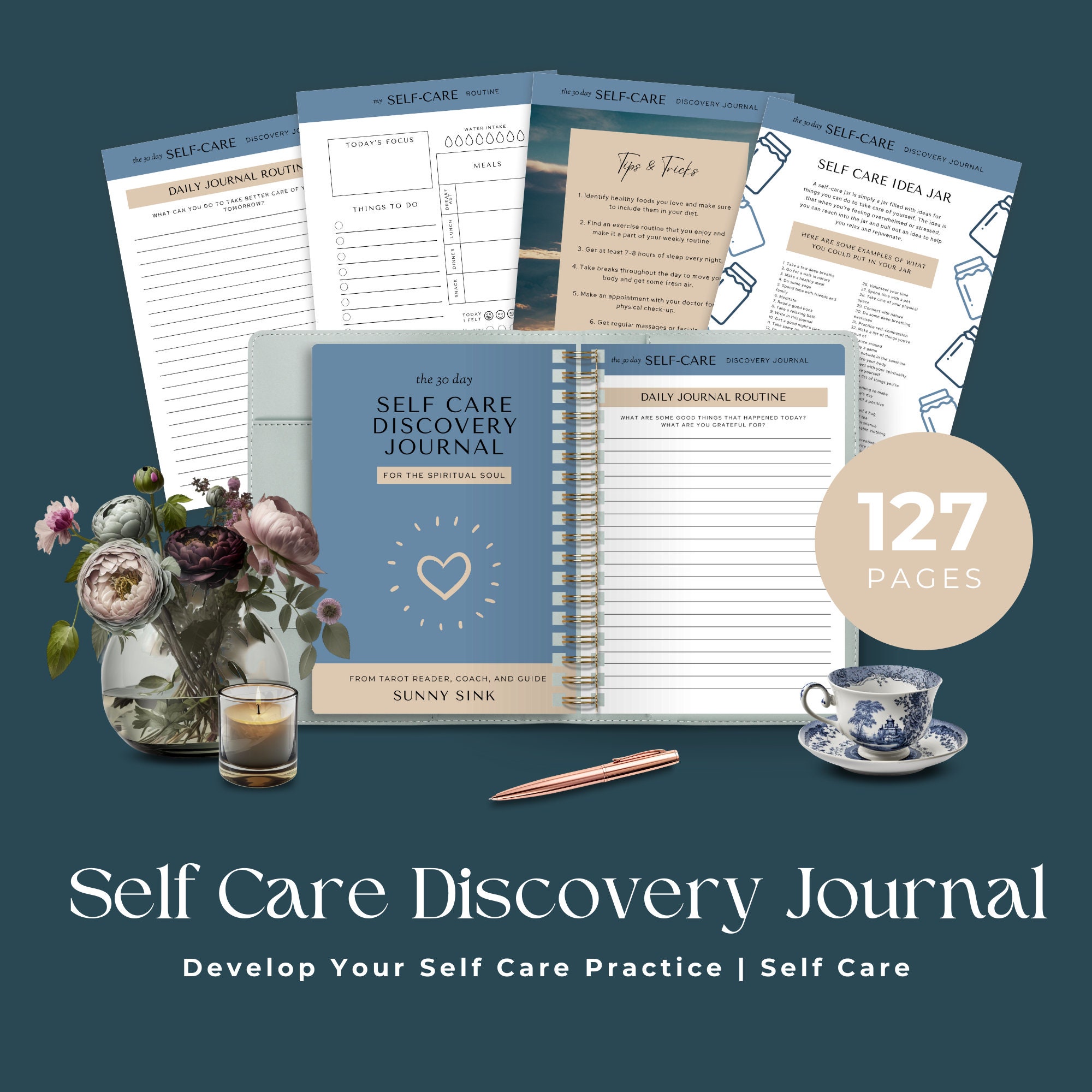 Self Care Planner Mood Habit Tracker Gratitude Mental Health Self Care ...