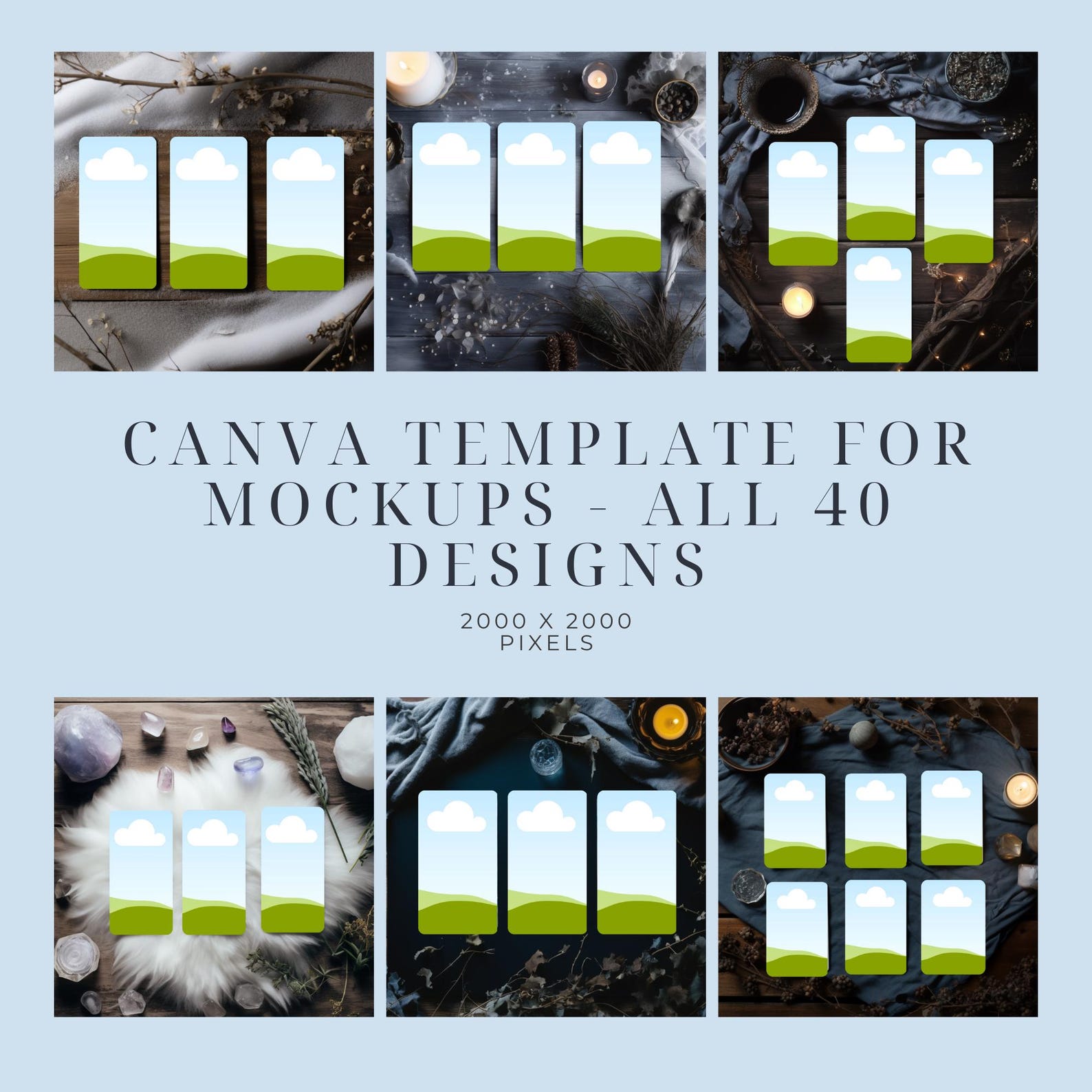 Winter Tarot Card Mockup Bundle – Oracle Deck PNG (canva Template) - Etsy