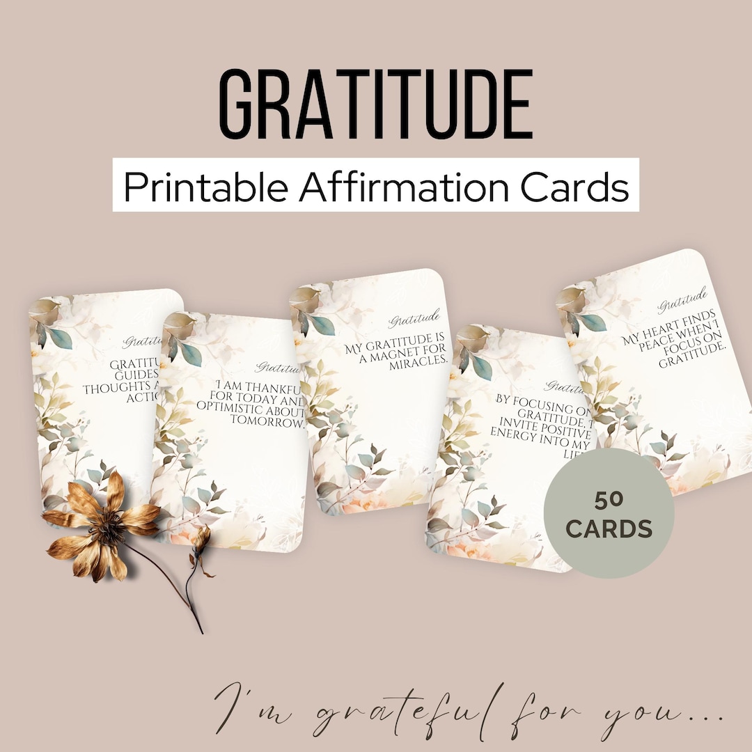 Gratitude Affirmation Cards - Digital Download - Set of 50 - Printable ...