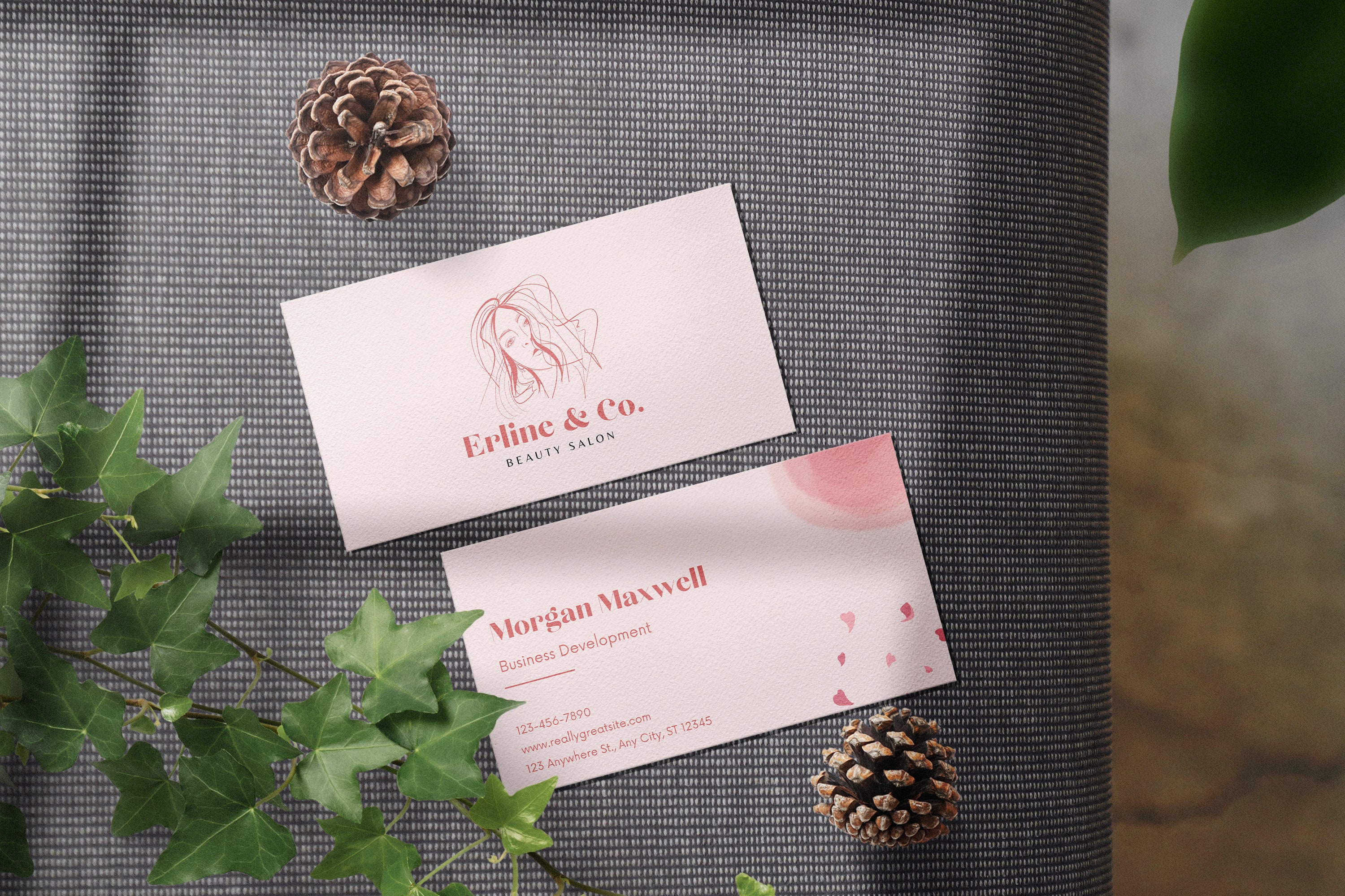 Digital Business Cards Template Set, Feminine Beauty Card Design for ...