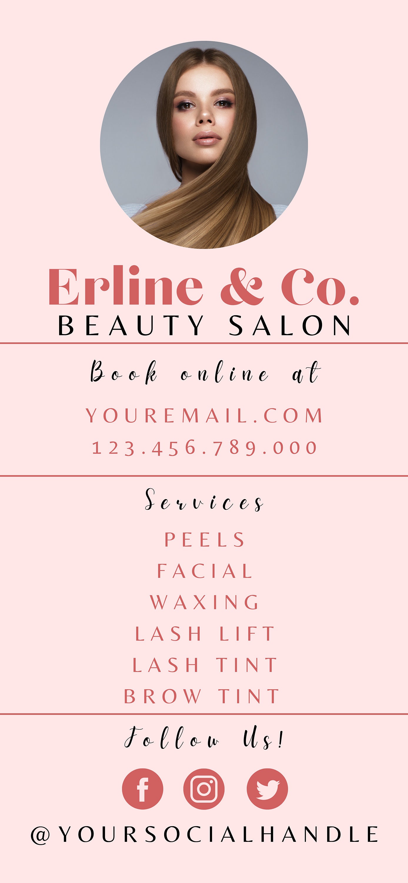 Digital Business Cards Template Set, Feminine Beauty Card Design for ...