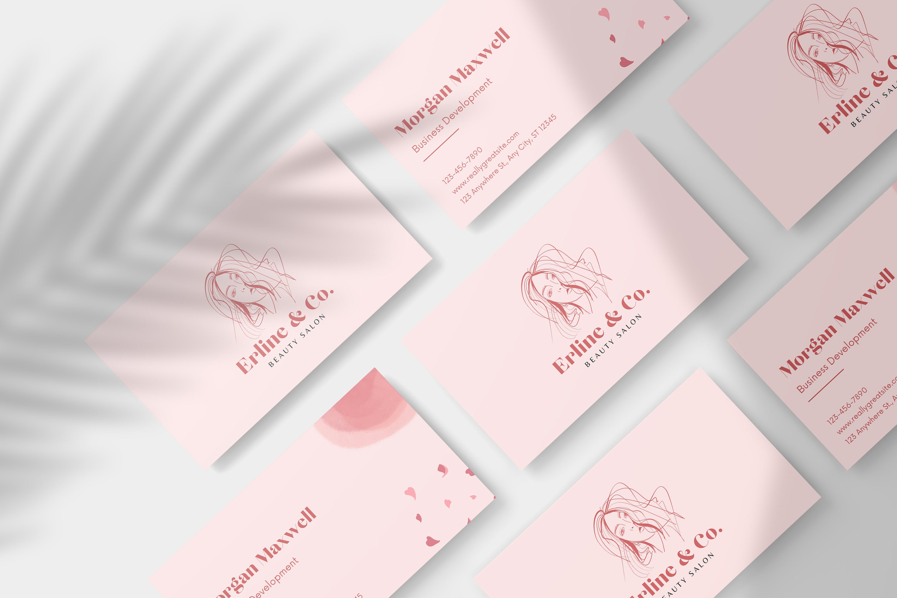 Digital Business Cards Template Set, Feminine Beauty Card Design for ...