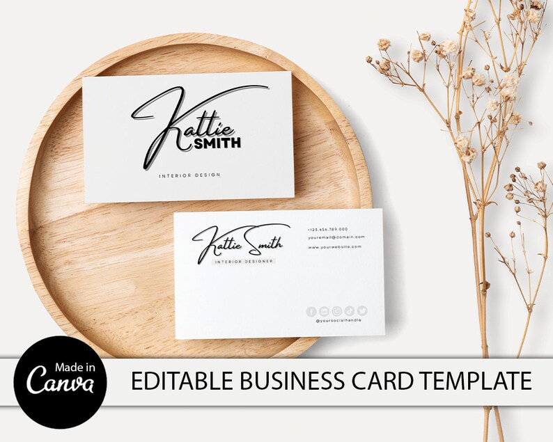 Editable Business Card Template, INSTANT DOWNLOAD Printable Business ...