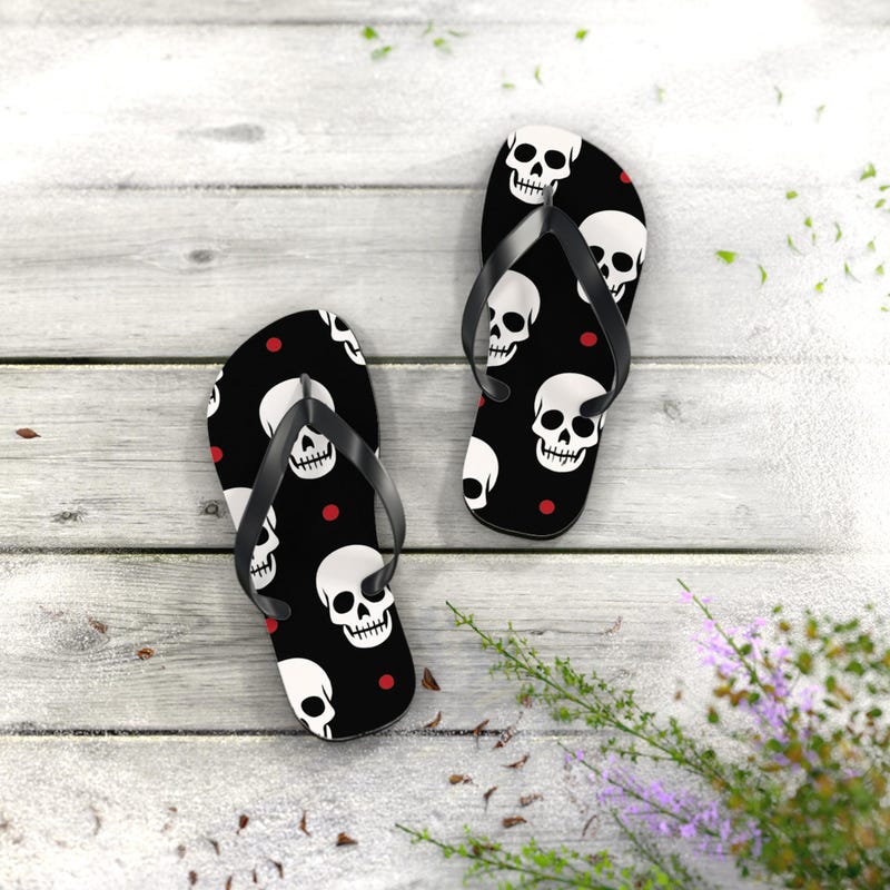 Skull Flip Flops - Etsy