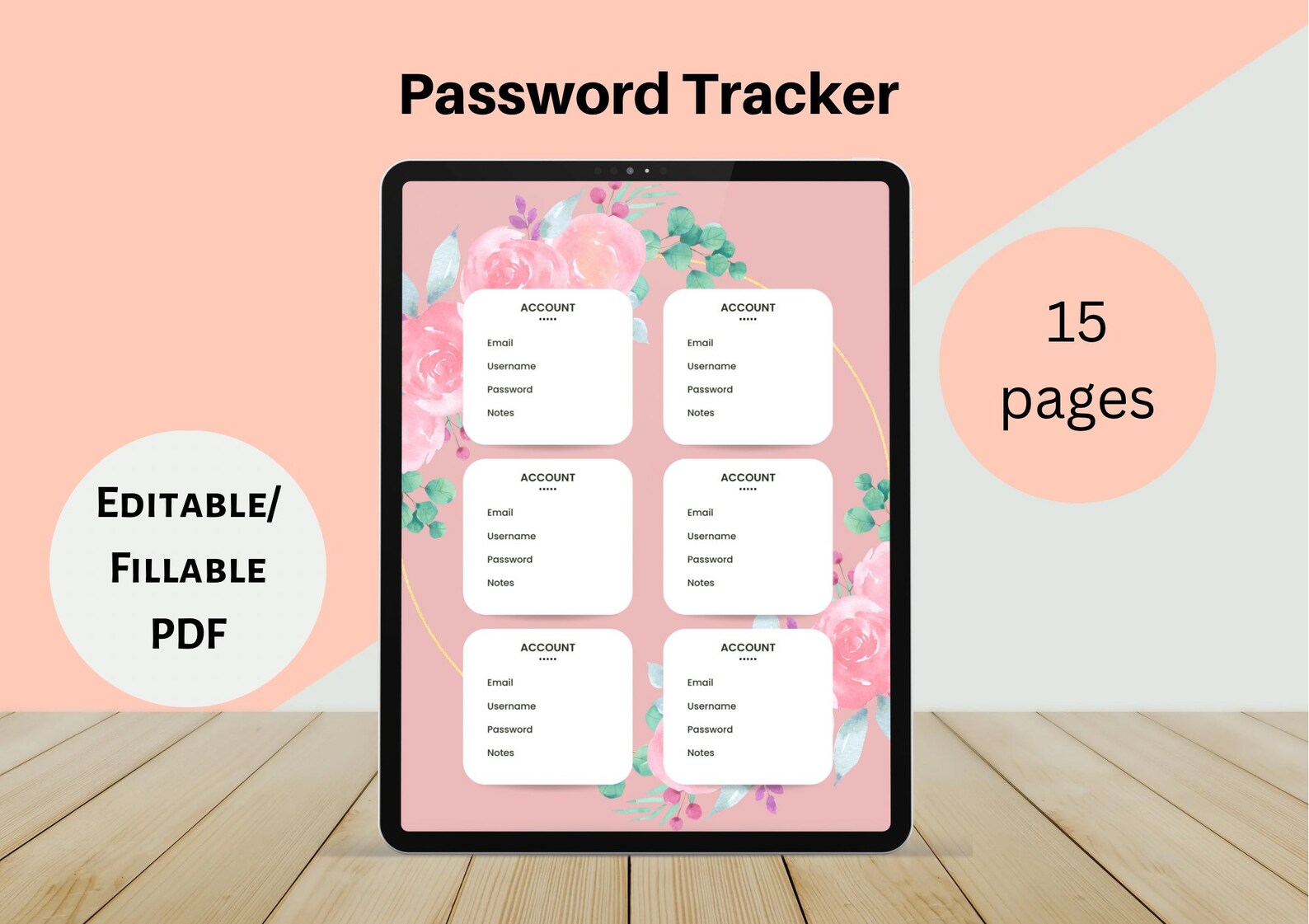 Digital Password Tracker, Fillable PDF Password Tracker, Password ...