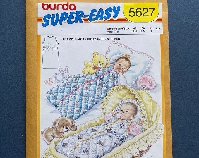 Vintage Burda Super Easy Sewing Pattern 5627 Baby Strampelsack and ...