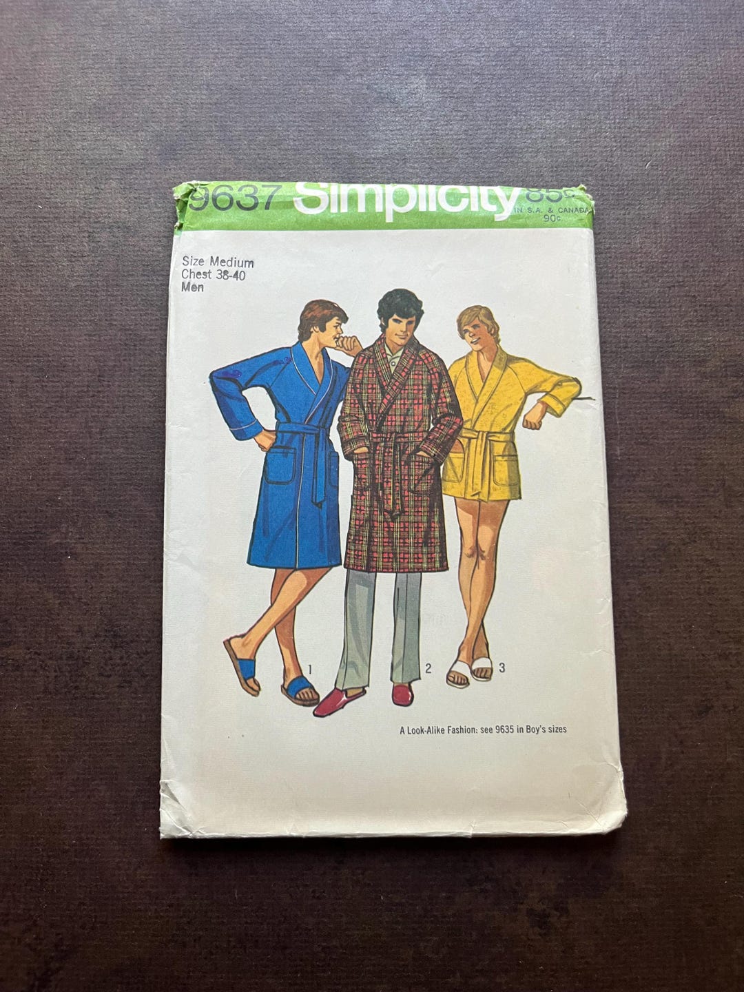 Vintage Simplicity Sewing Pattern 9637 Men's Robe in 2 Lengths Size ...