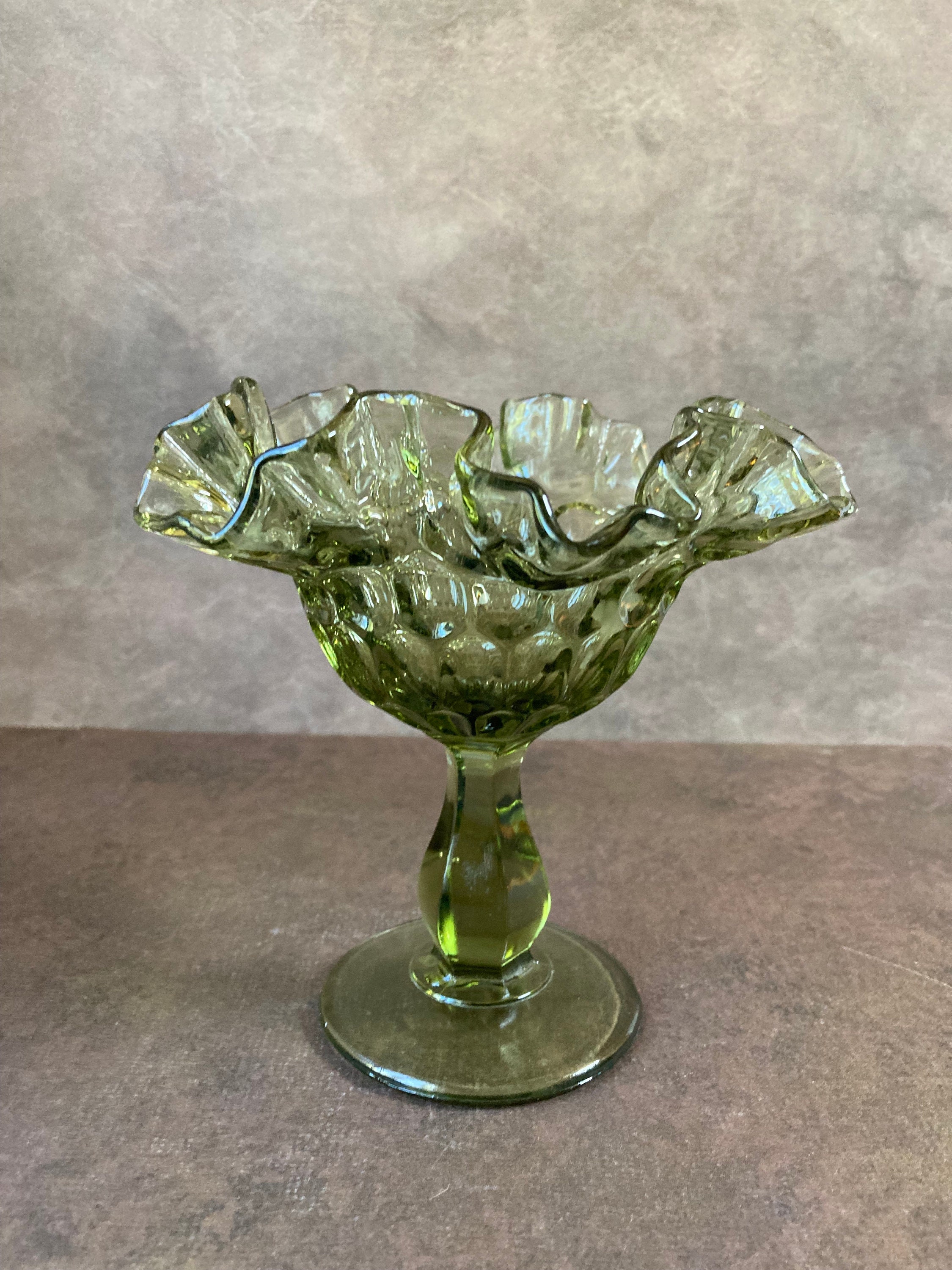Vintage Fenton Colonial Green Ruffled Candy Dish - Etsy
