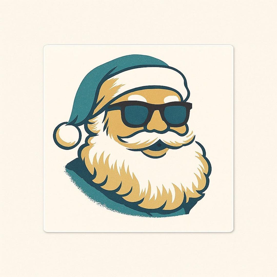 Santa Dude Sticker ~ 2"x2" Holiday Clip Art Printable Digital Download ...