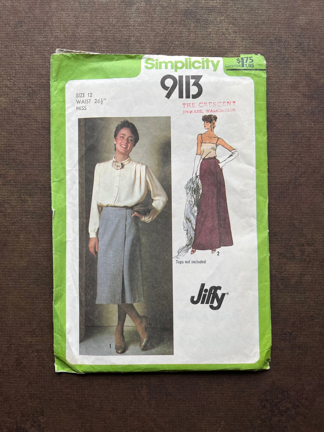 Vintage Simplicity Sewing Pattern 9113 Misses' Jiffy Front Wrap Skirt ...