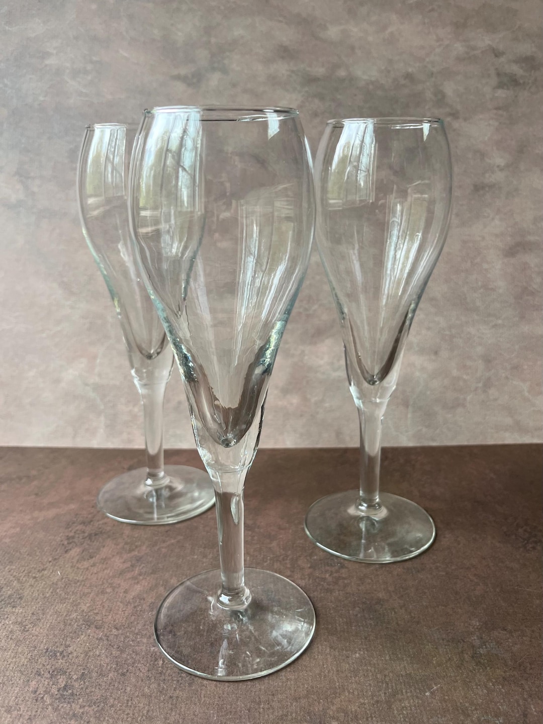 Vintage Blown Glass Tulip Shaped Champagne Flutes Glasses Set of 3 - Etsy