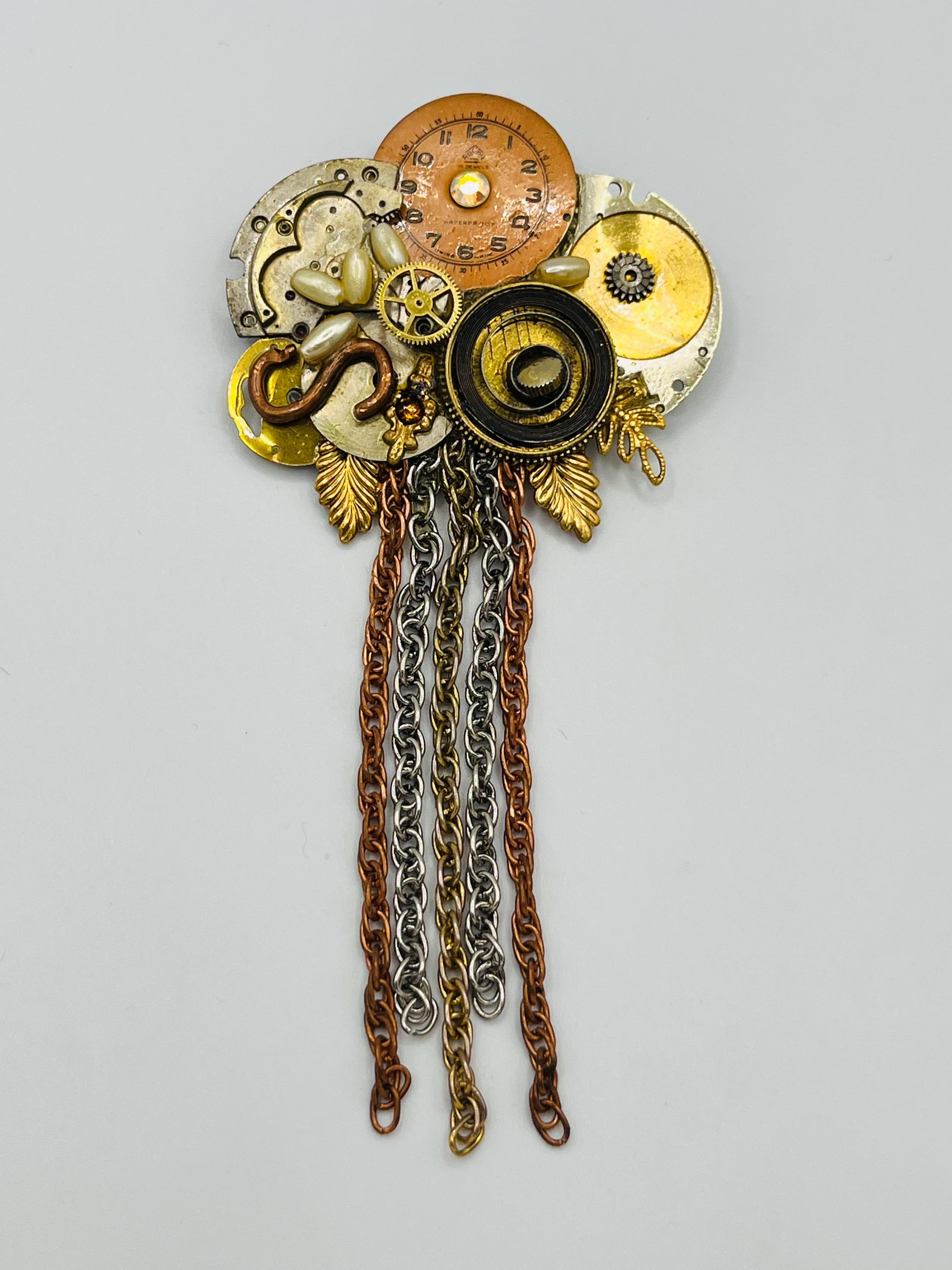 Vintage One of a Kind Handcrafted Steam Punk Clock Brooch Pin - Etsy