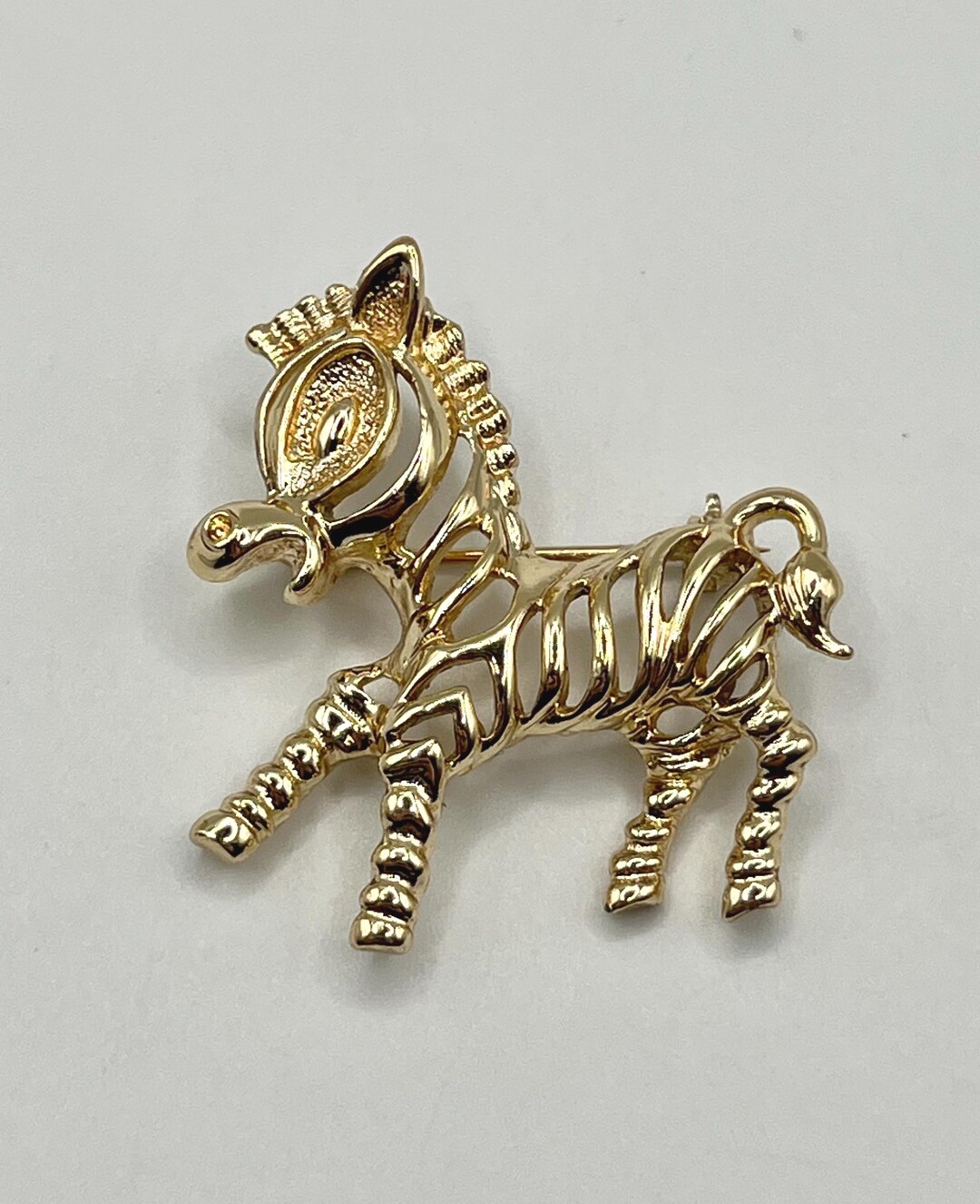 Vintage Sarah Covington Gold Tone Zebra Brooch - Etsy