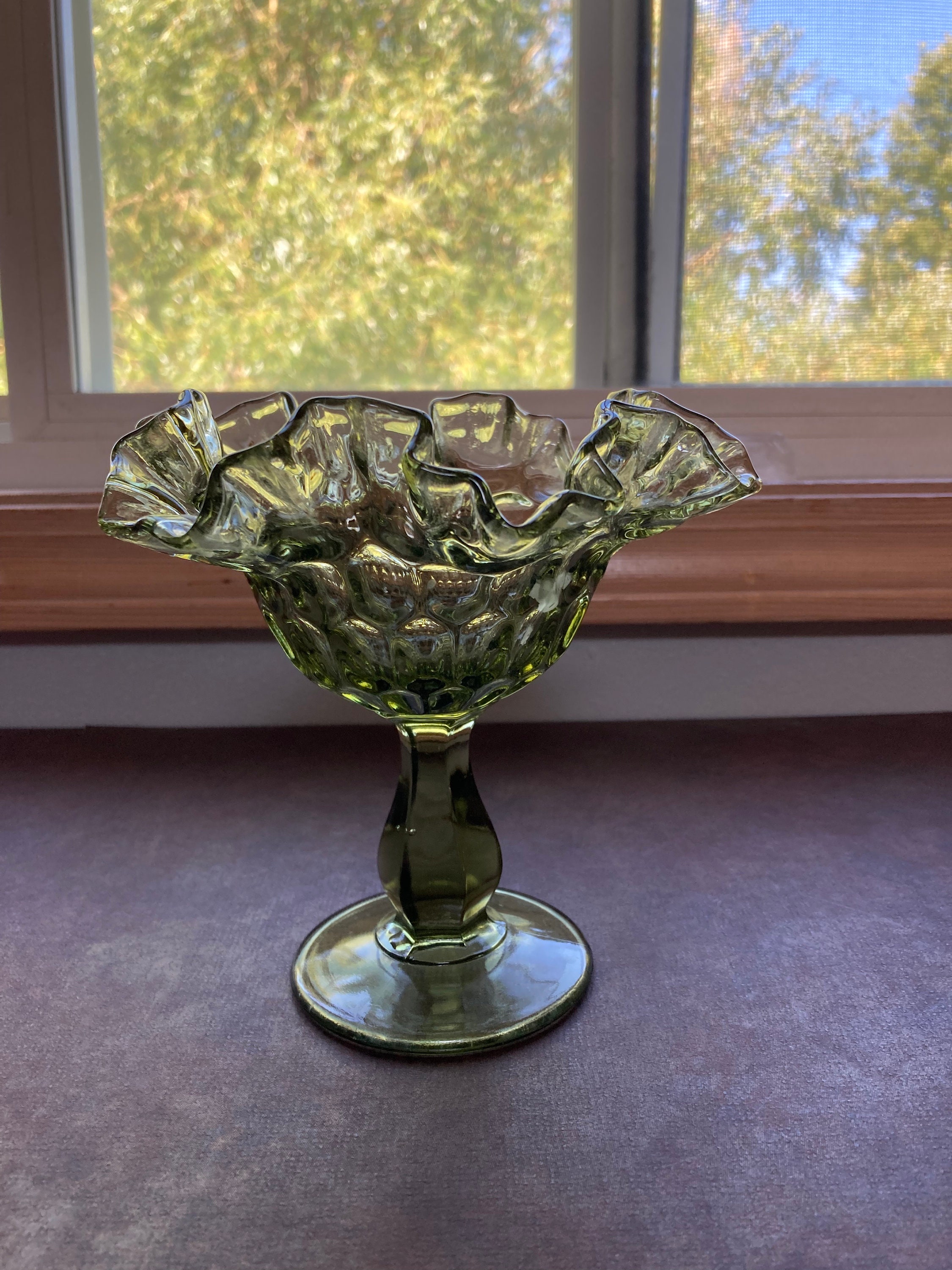 Vintage Fenton Colonial Green Ruffled Candy Dish - Etsy