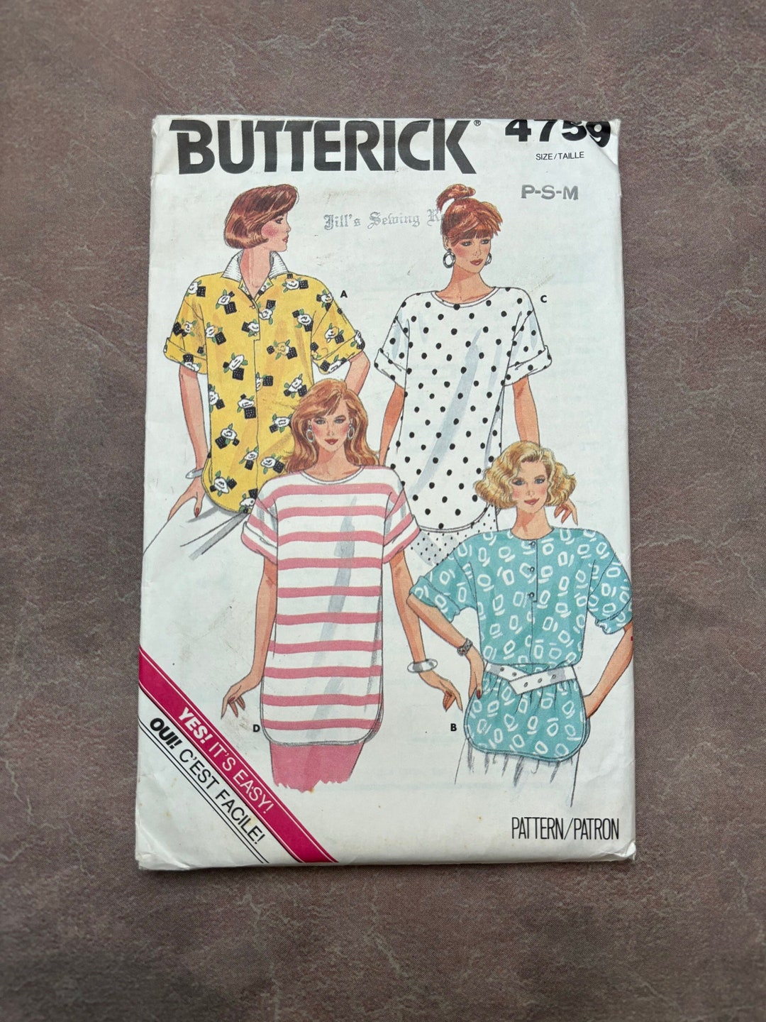 Vintage BUTTERICK Sewing Pattern 4759 Misses' Top Size P-M - Etsy