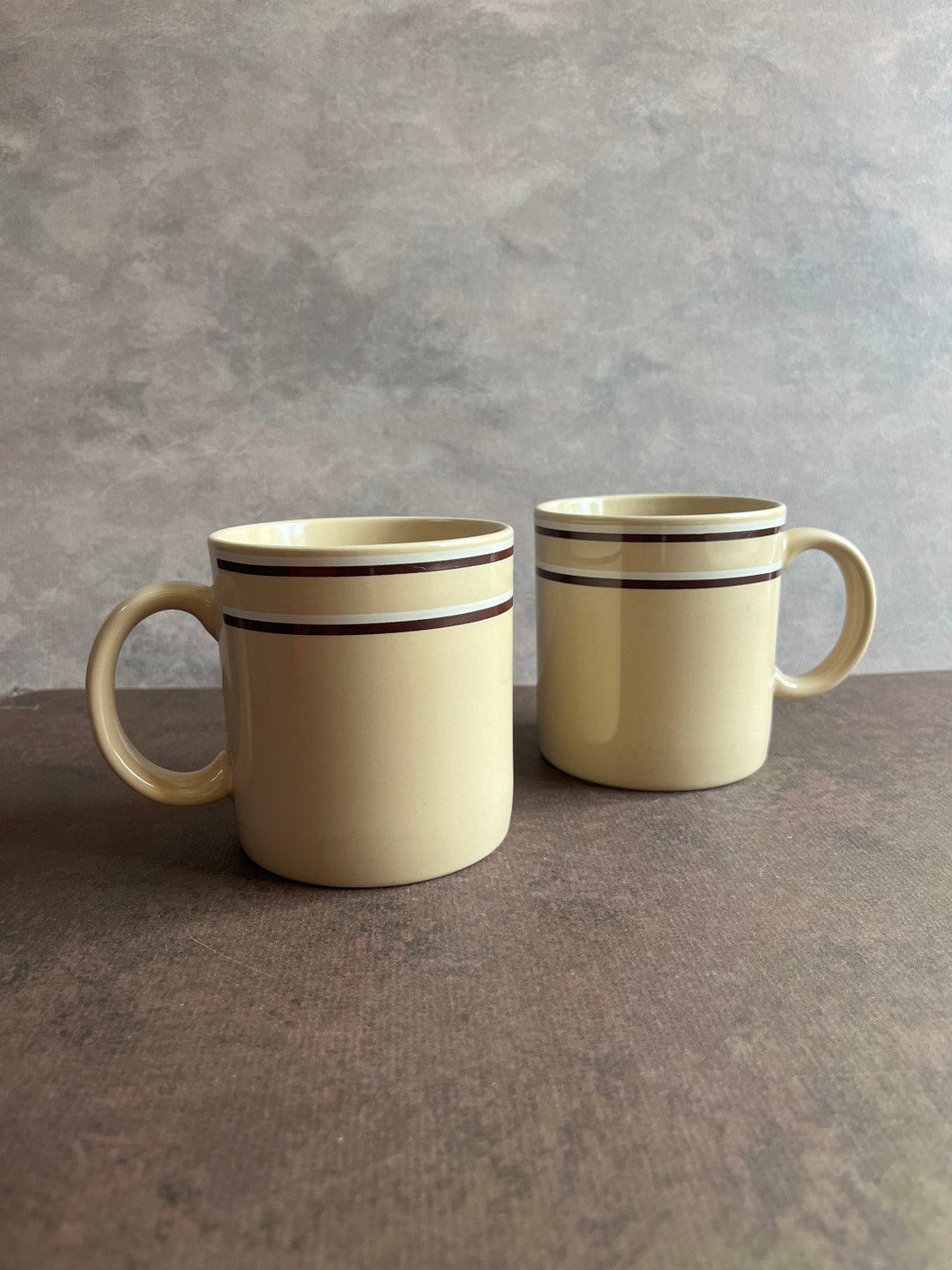 Vintage JMP Chromatics Tan Brown White Coffee Mugs Set of 2 - Etsy