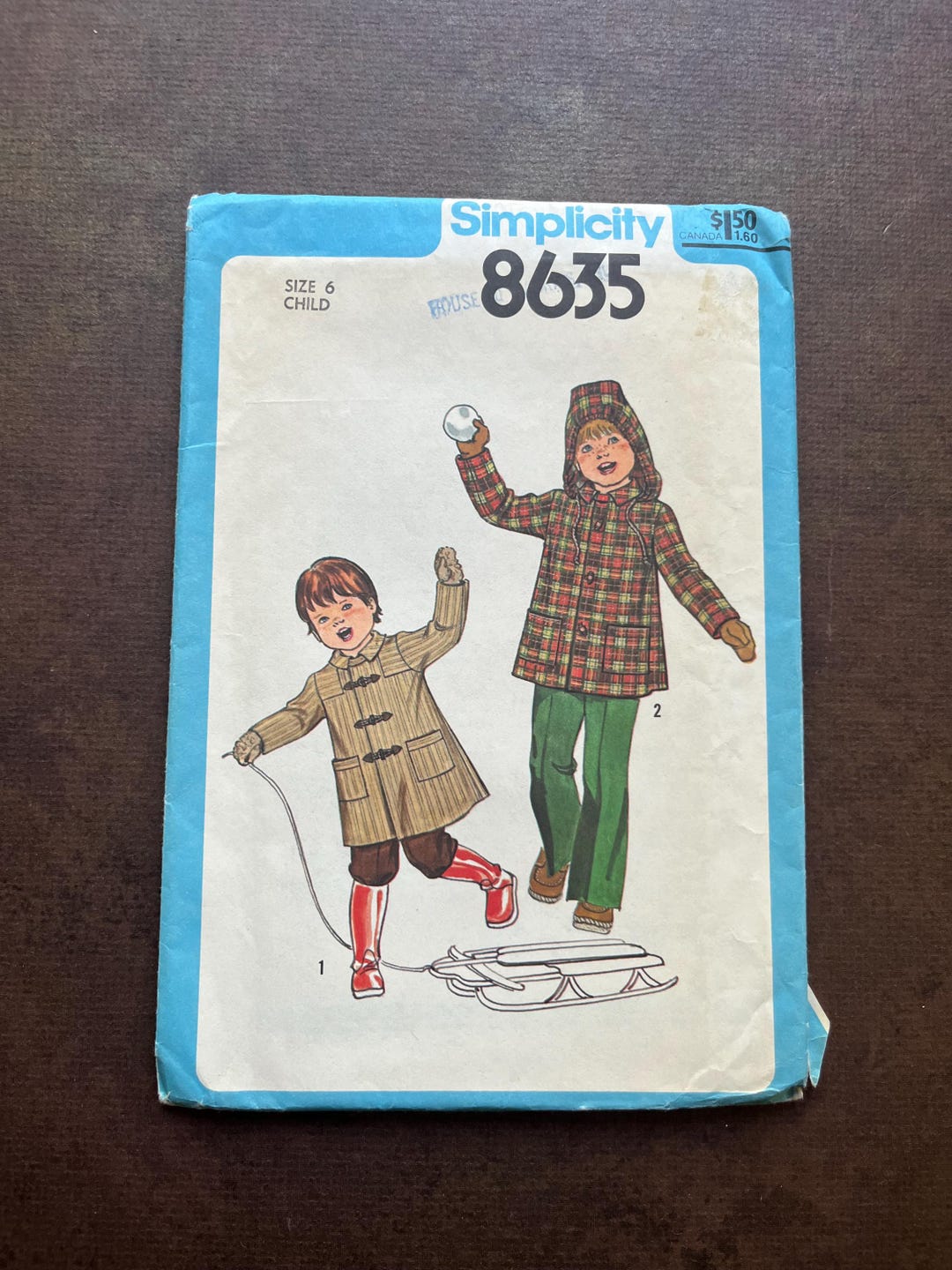 Vintage Simplicity Sewing Pattern 8635 Child's Unlined Coat Jacket With ...
