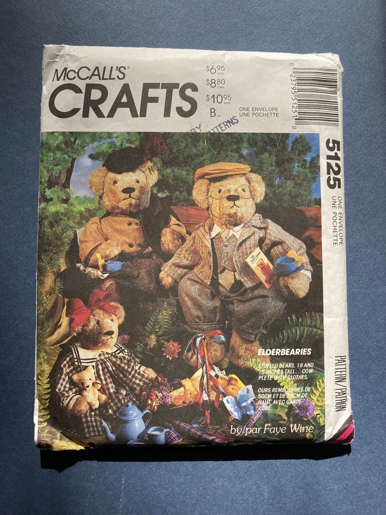 Vintage Mccall's Crafts Pattern 5125 Bear Dolls, Clothes, and Bag - Etsy