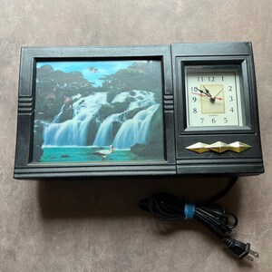 Vintage Table Quartz Clock With Waterfall and Birds Sound Light and ...