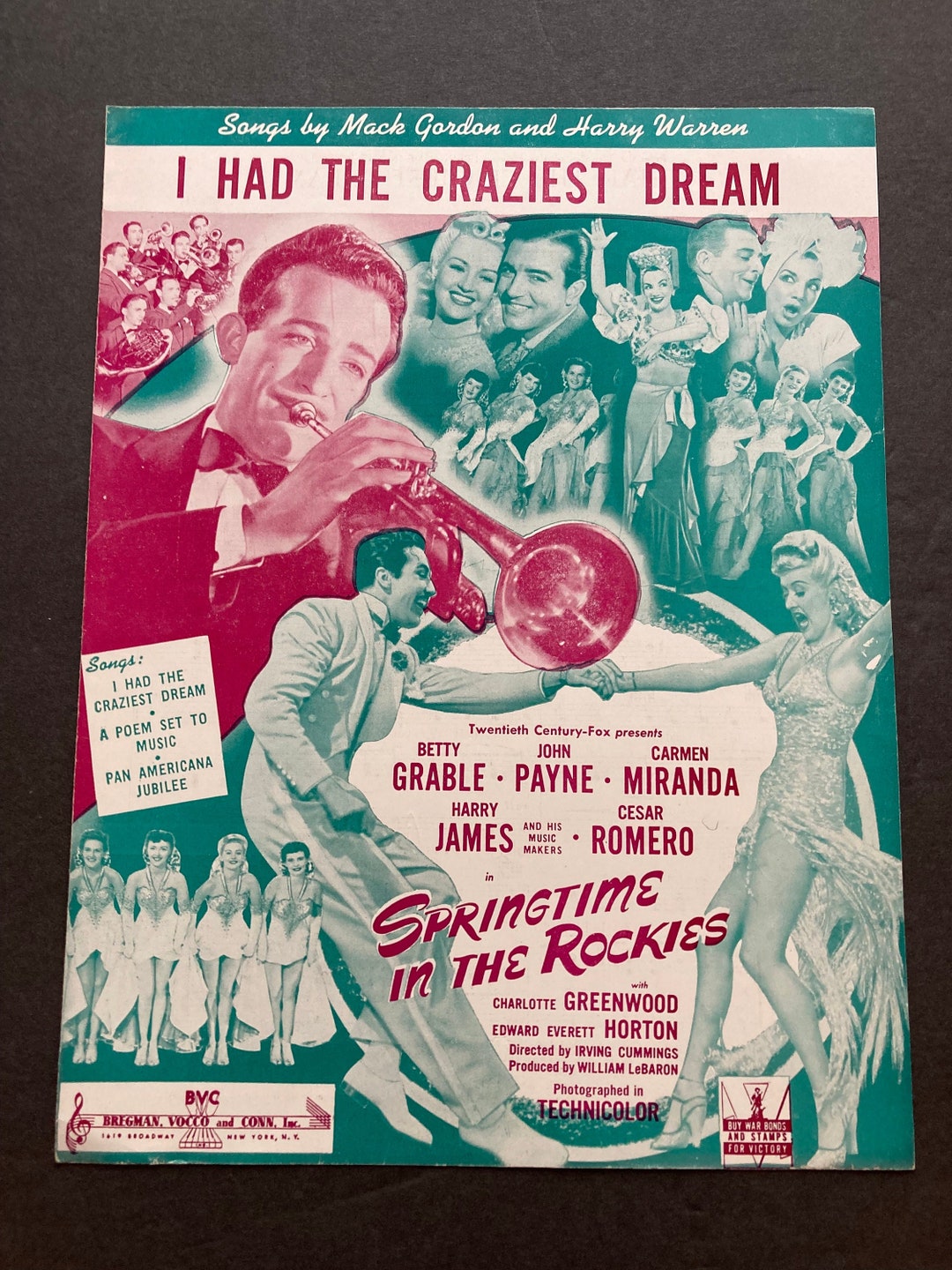 Vintage Sheet Music I Had the Craziest Dream by Mack Gordon and Harry ...