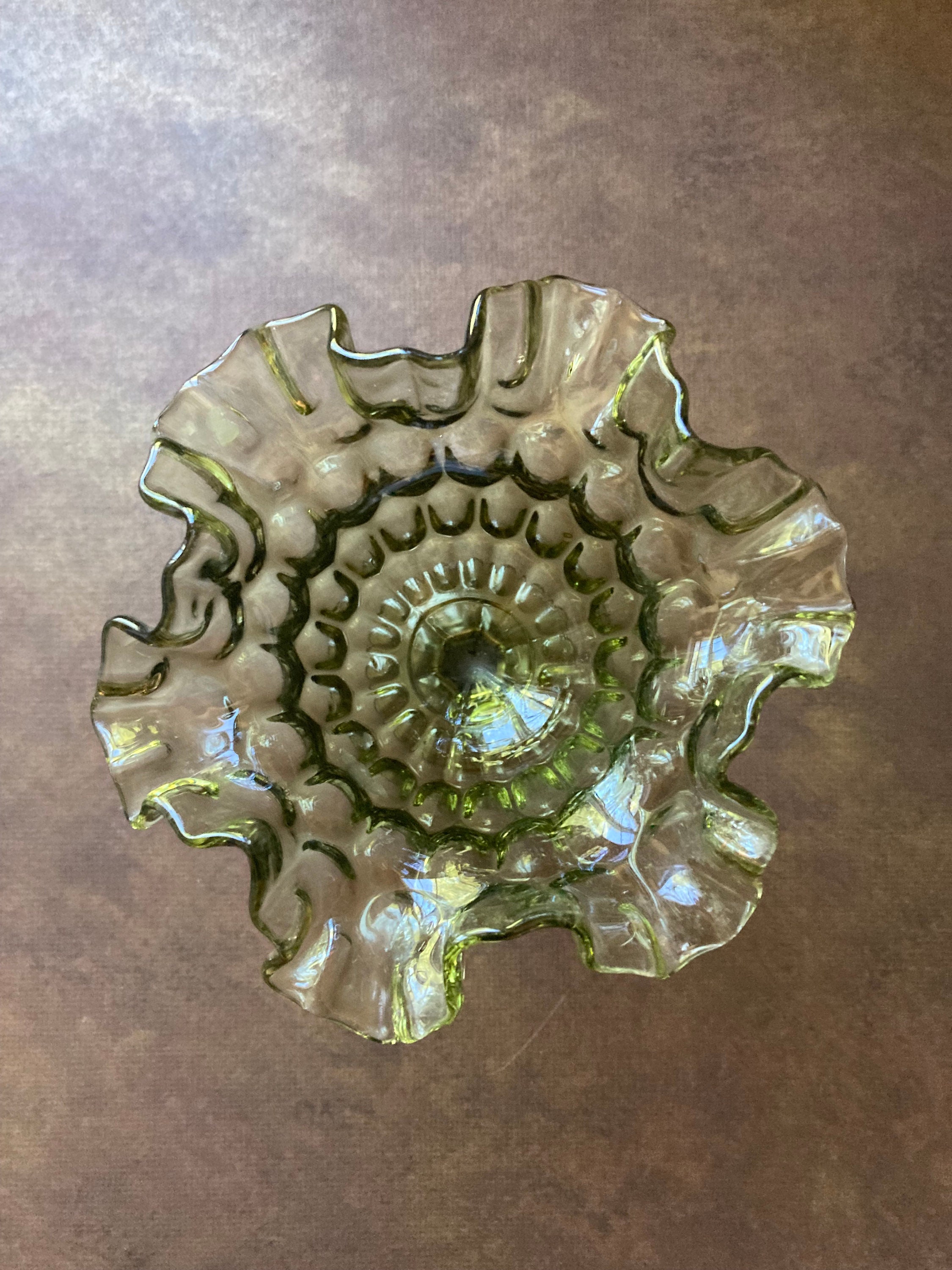 Vintage Fenton Colonial Green Ruffled Candy Dish - Etsy