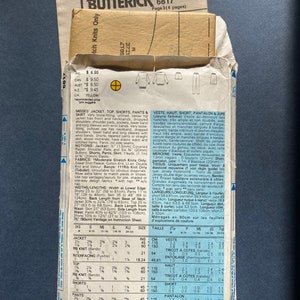 Vintage BUTTERICK Sewing Pattern 6817 Misses' Jacket, Top, Shorts ...